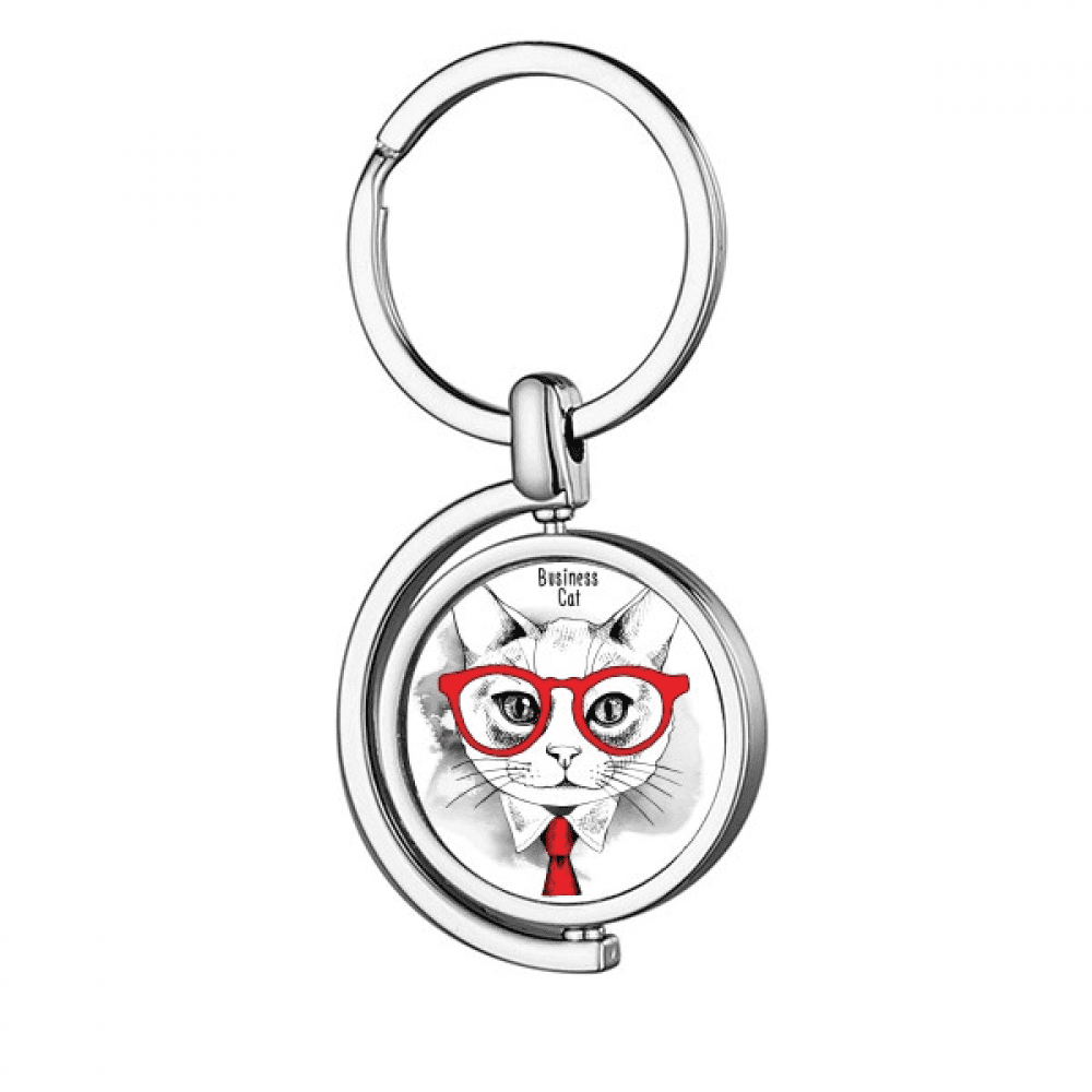 Bussiness Cat Head Protect Animal Pet Lover Rotating Keychain Metal ...