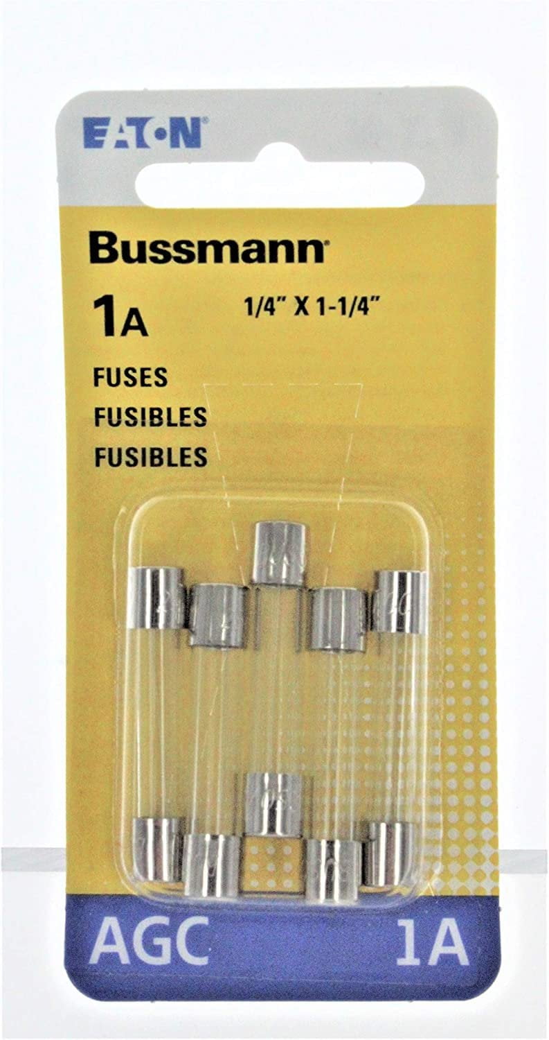 Bussman BP/AGC-1-RP 1 Amp 1/4" X 1-1/4" Fast-Acting Glass Tube Fuses 5 Count - Walmart.com
