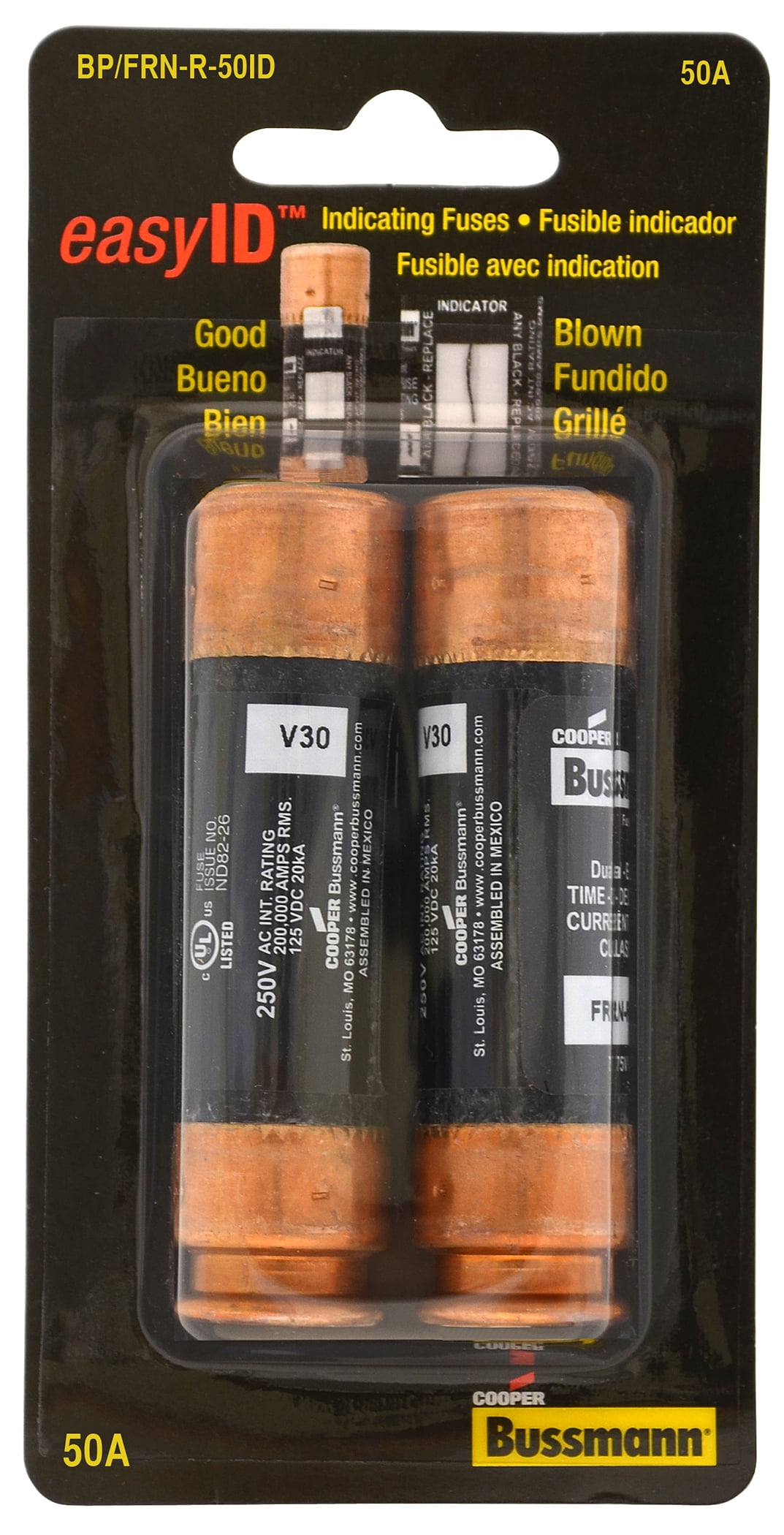 Bussman BP/FRN-R-50ID 50 Amp EasyID™ Heavy-Duty Time Delay Fuse 2 Count ...