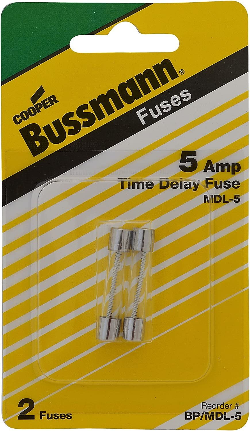 Bussman BP/MDL-5 5 Amp Glass Tube Time Delay Fuse 2 Count - Walmart.com