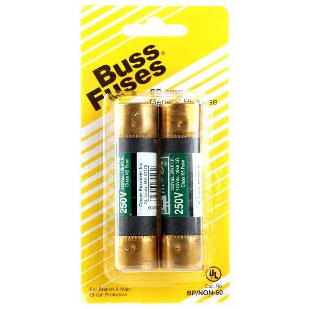 Bussman BP/NON-60 60 Amp 250 Volt Fast Acting Cartridge Fuses 2 Count ...
