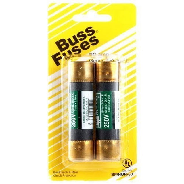 Bussman BP/NON-60 60 Amp 250 Volt Fast Acting Cartridge Fuses 2 Count ...