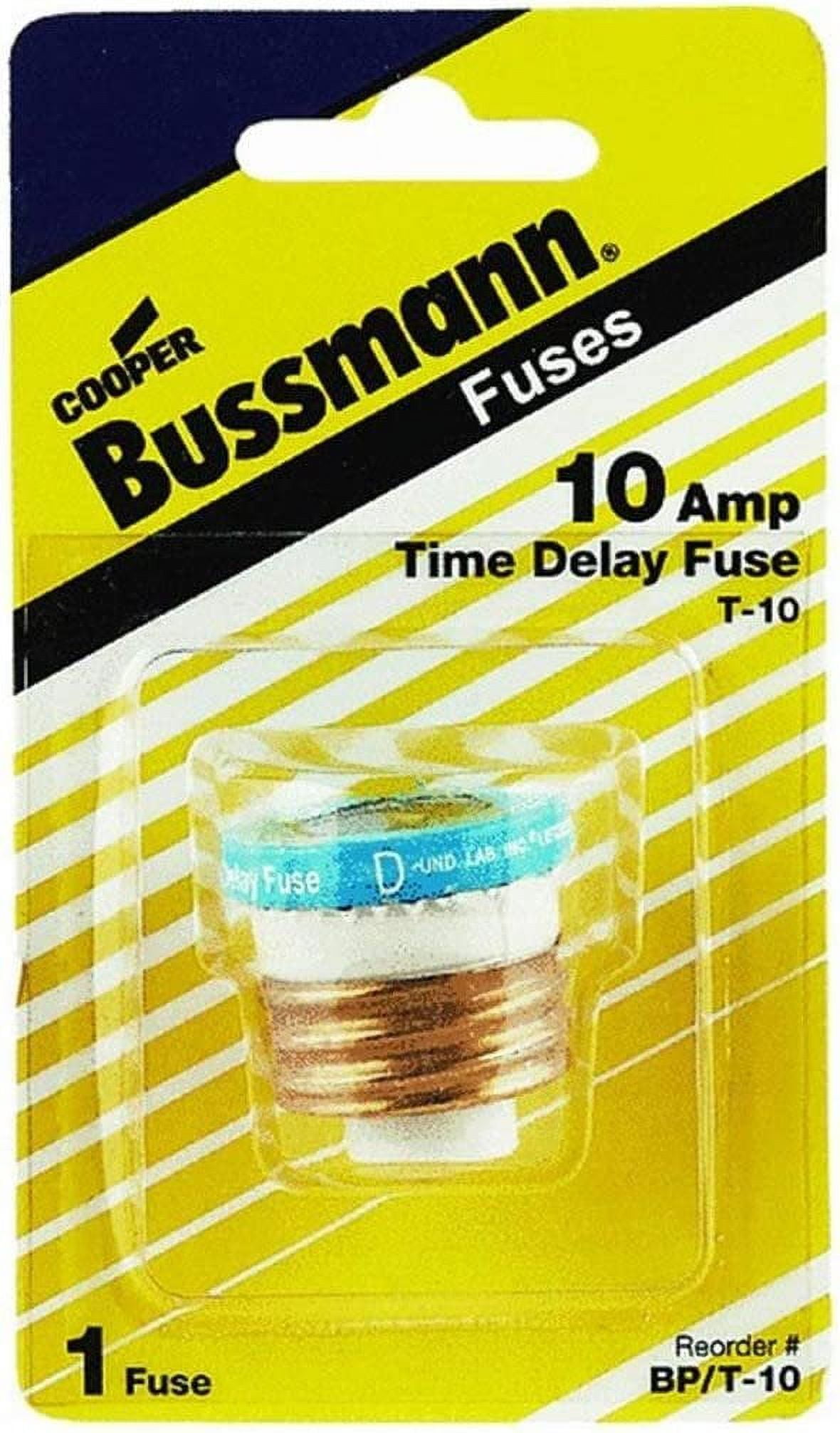 Bussman BP/T-10 10 Amp Dual-Element Time-Delay Edison Base Plug Fuse ...