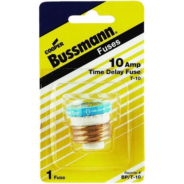 Bussman BP/T-10 10 Amp Dual-Element Time-Delay Edison Base Plug Fuse ...