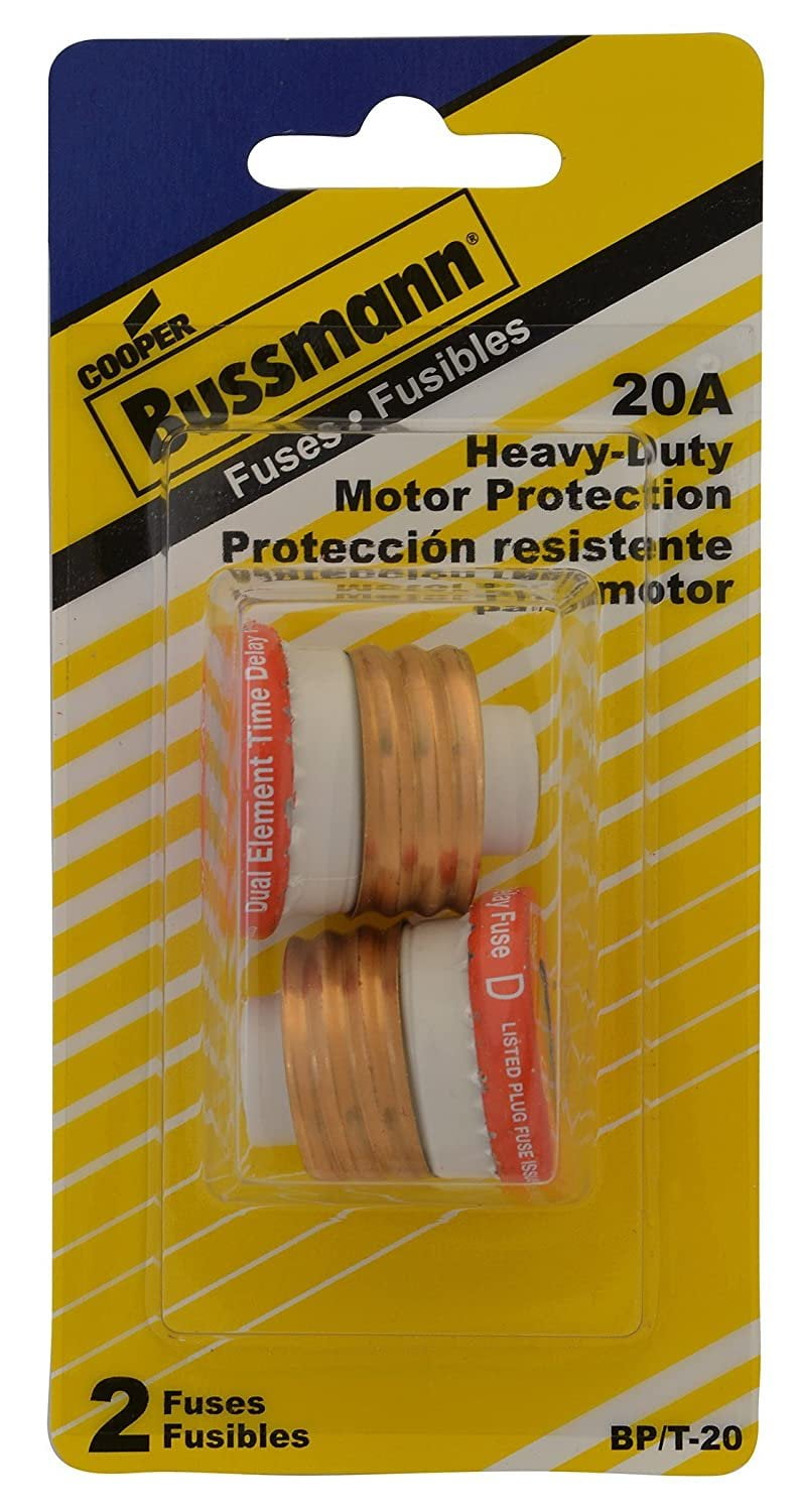 Bussman BP/T-20 20 Amp Dual-Element Time-Delay Edison Base Plug Fuse 2 ...