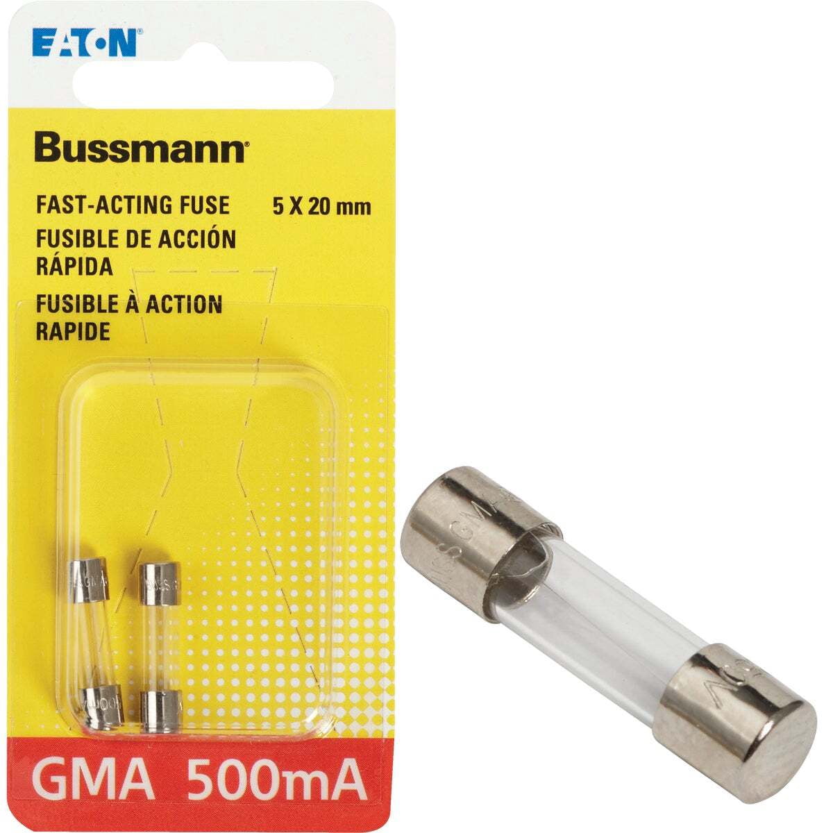 Bussmann 0.5 amps Fast Acting Glass Fuse 2 pk - Total Qty: 1; Each Pack ...