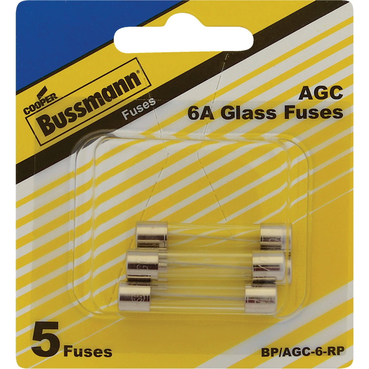 Bussmann 6A AGC Glass Tube Electronic Fuse (5-Pack) BP/AGC-6-RP ...