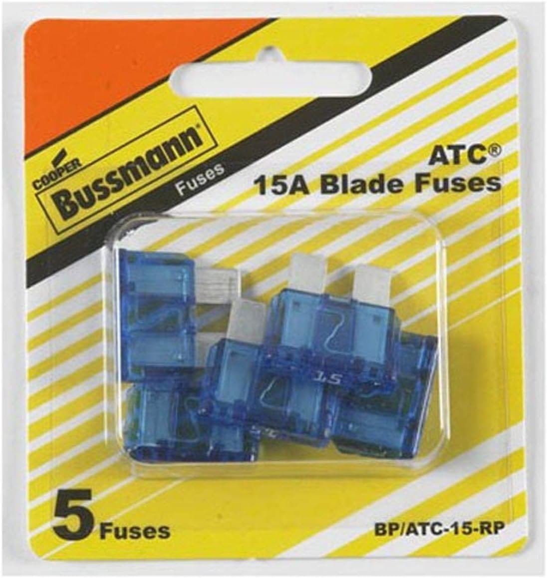 Bussmann BP/ATC-15-RP ATC Automotive Blade Fuse 15 Amp Card, 5 Pack ...