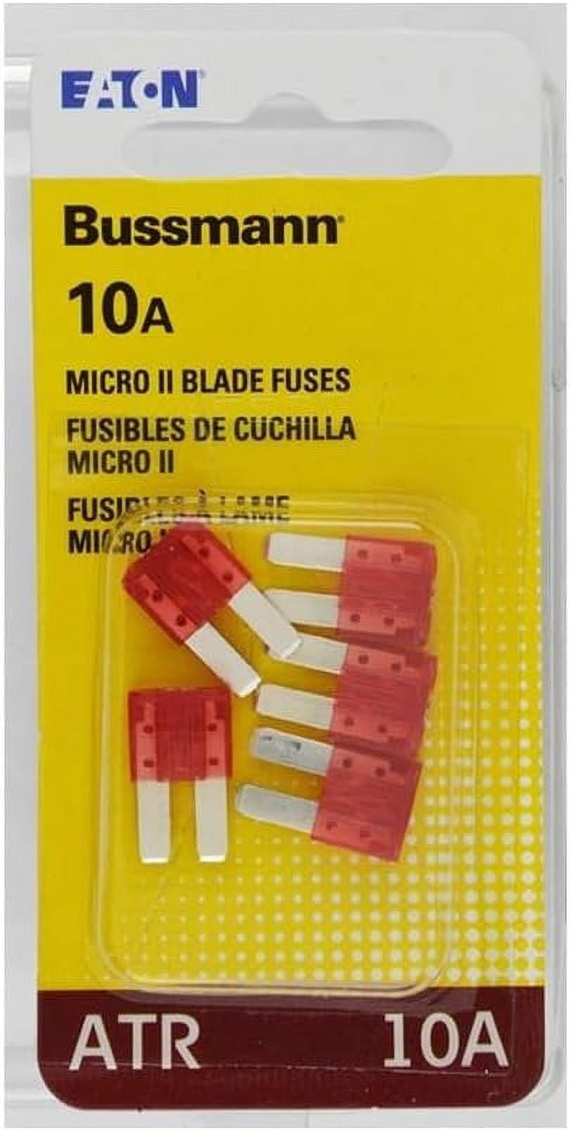 Bussmann BP/ATR-10-RP ATR Micro II Automotive Blade Fuse 2 Leg 10 Amp Card, 5 Pack - Walmart.com
