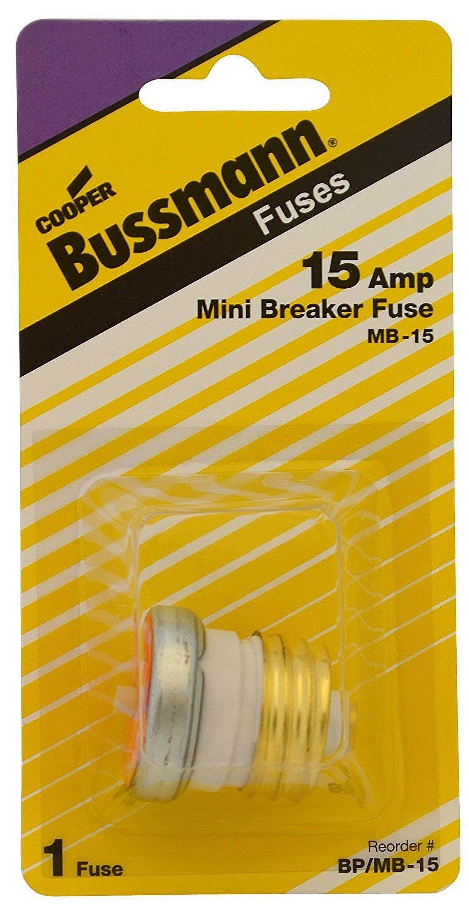 Bussmann BP/MB-15 15 Amp Edison Base Plug Fuse Circuit Breaker, 125V by ...