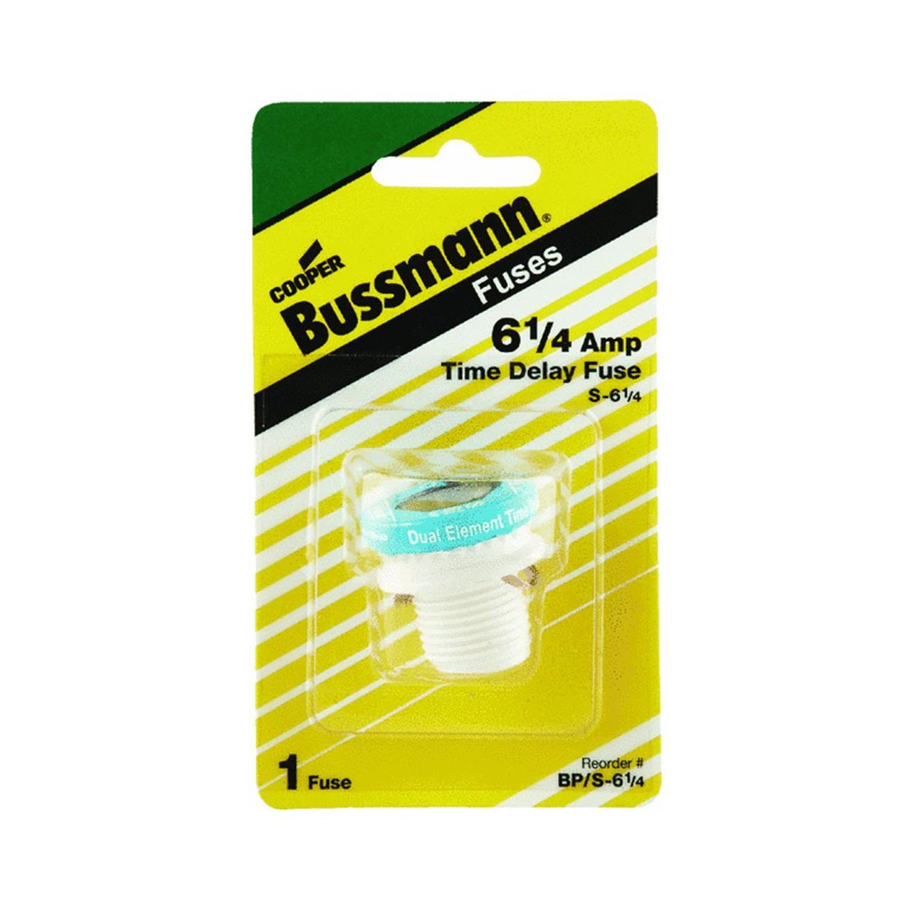 Bussmann S-6-1/4BC 6-1/4 Amp Type S Time-Delay Dual-Element Plug Fuse ...