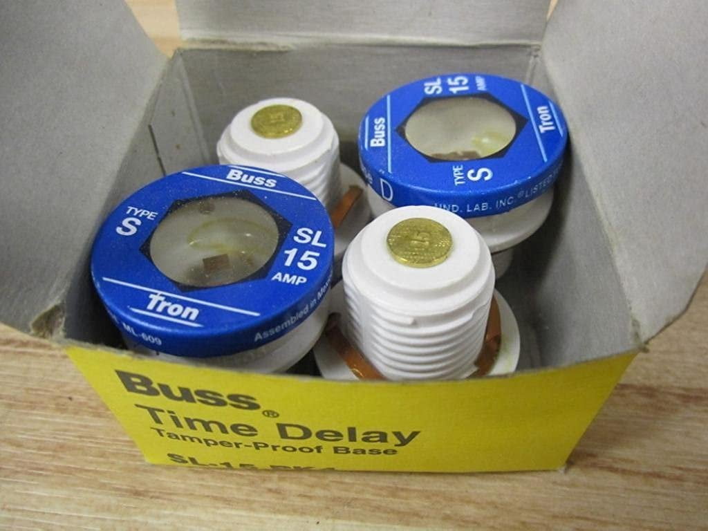 Bussmann SL-15PK4, 15 Amp Time Delay Plug Fuse, Loaded Link Rejection ...