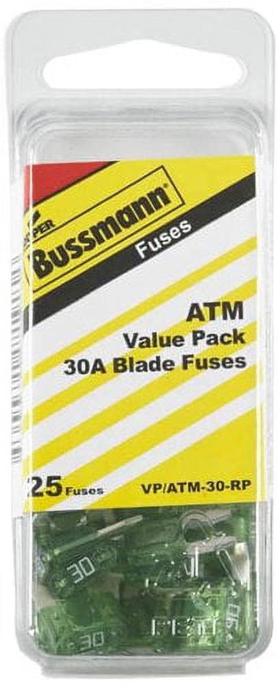 Bussmann (VP/ATM-30-RP) Green 30 Amp Fast Acting ATM Mini Fuse, (Pack ...