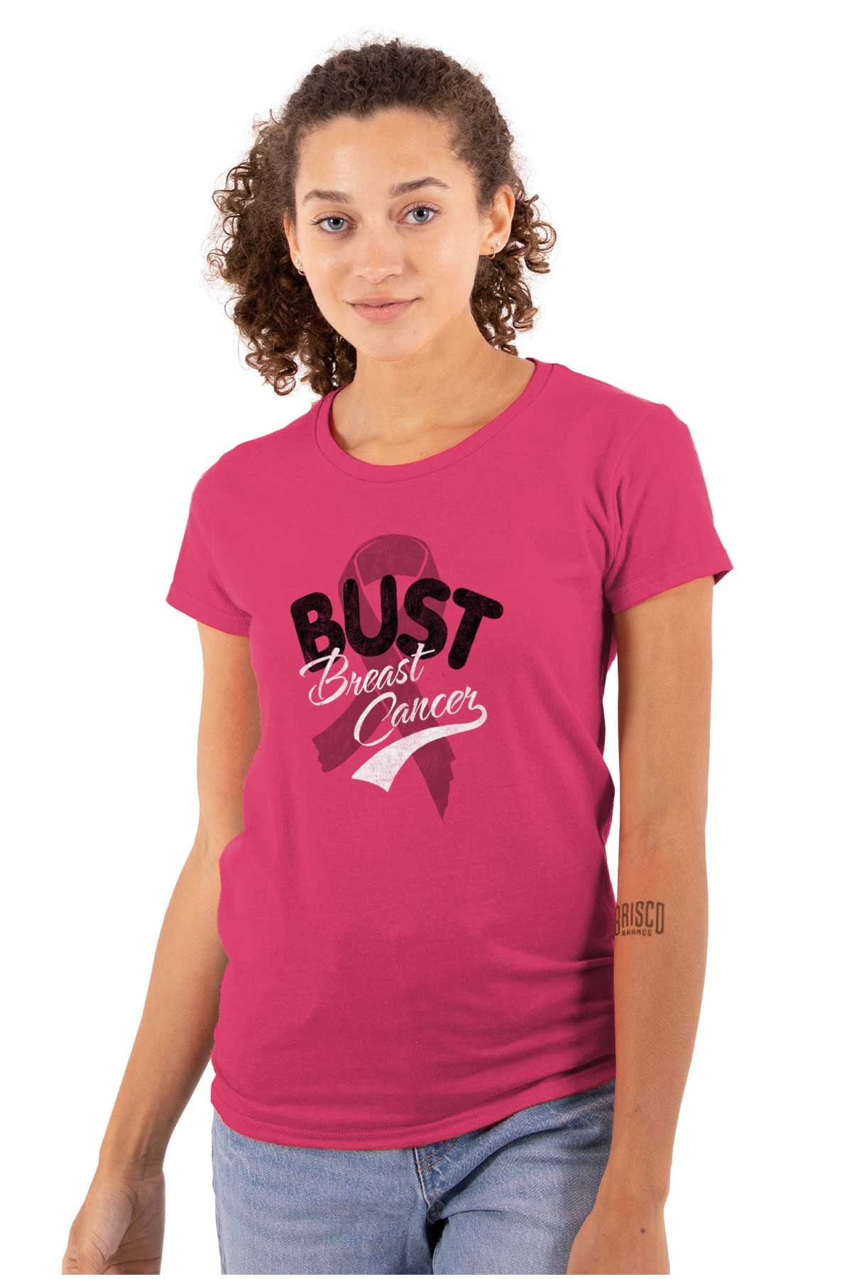Bust Breast Cancer Pink Ribbon BCA Women's T Shirt Ladies Tee Brisco ...
