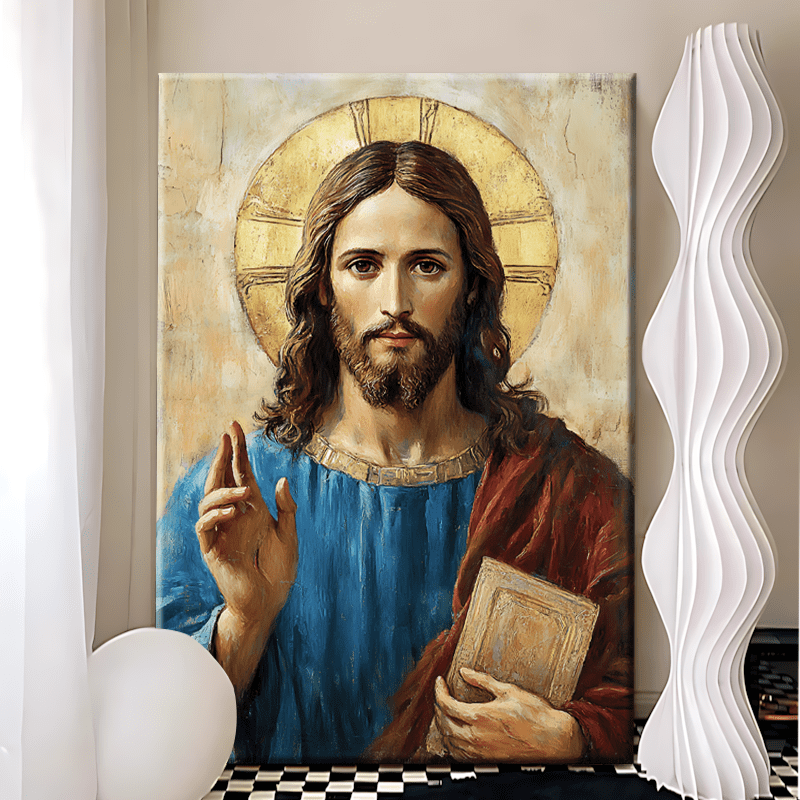 Bust of Jesus Christ in oil painting style Poster Canvas Print Wall Art ...