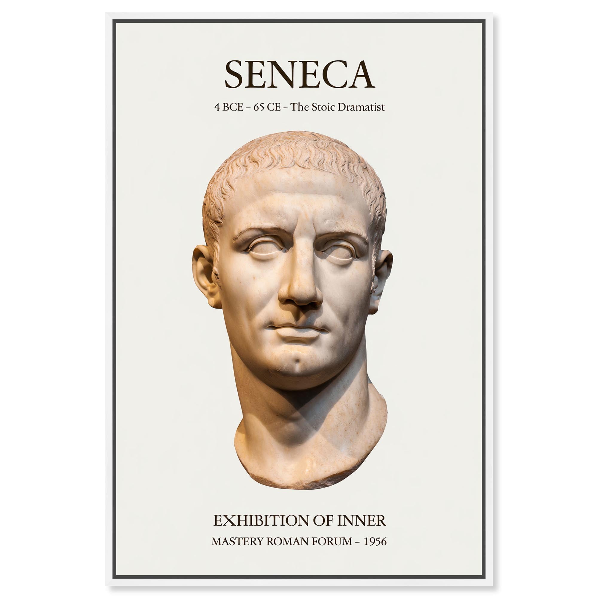 Bust of Seneca Canvas Classic Art Posters by Art Remedy, White Frame ...