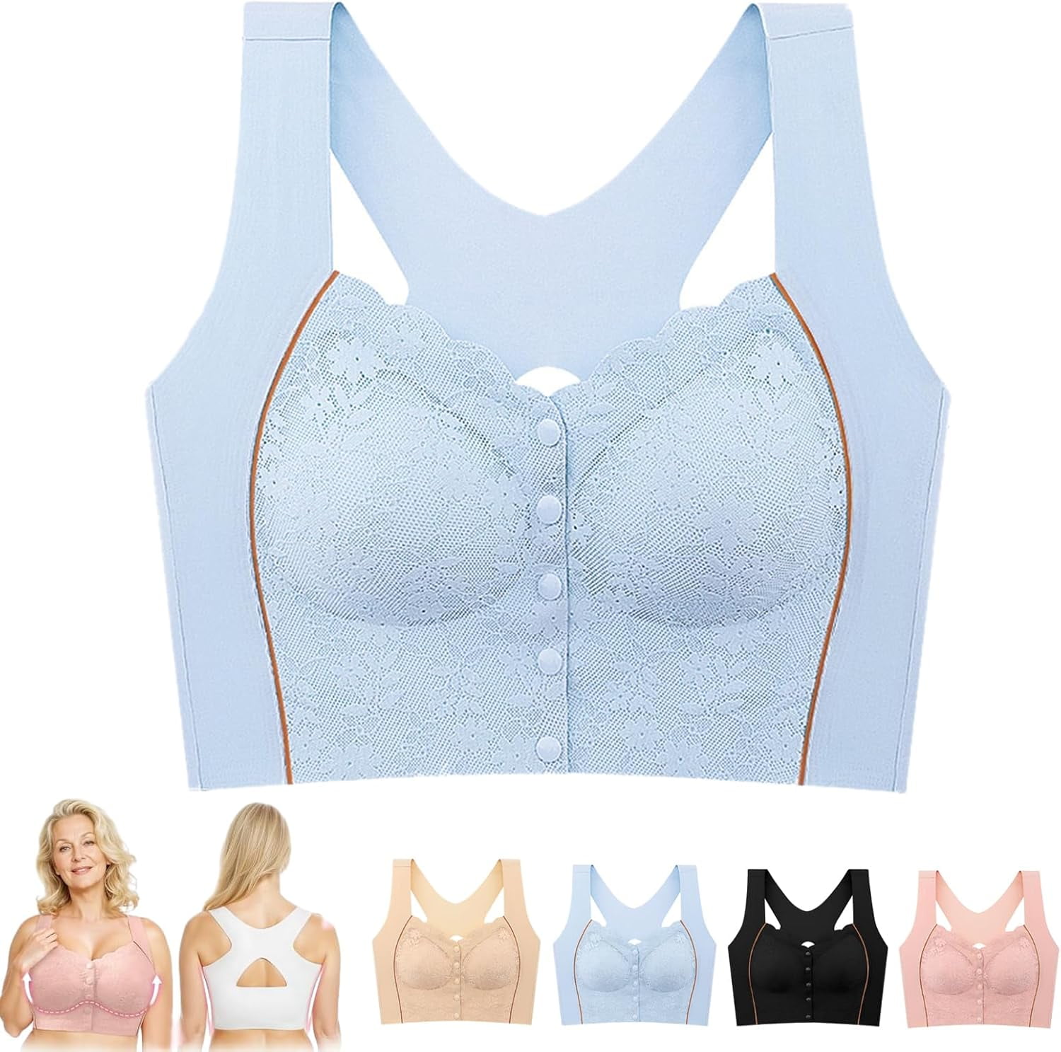 Bustella - Front Button Powerful Shaping Comfy Bra, Button-Up Comfy ...