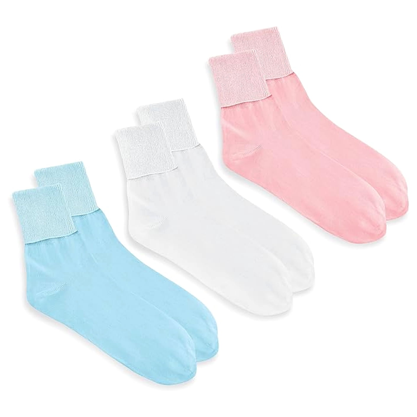 Buster Brown Women's 100% Cotton Socks - 3 Pair Package Fold Over ...