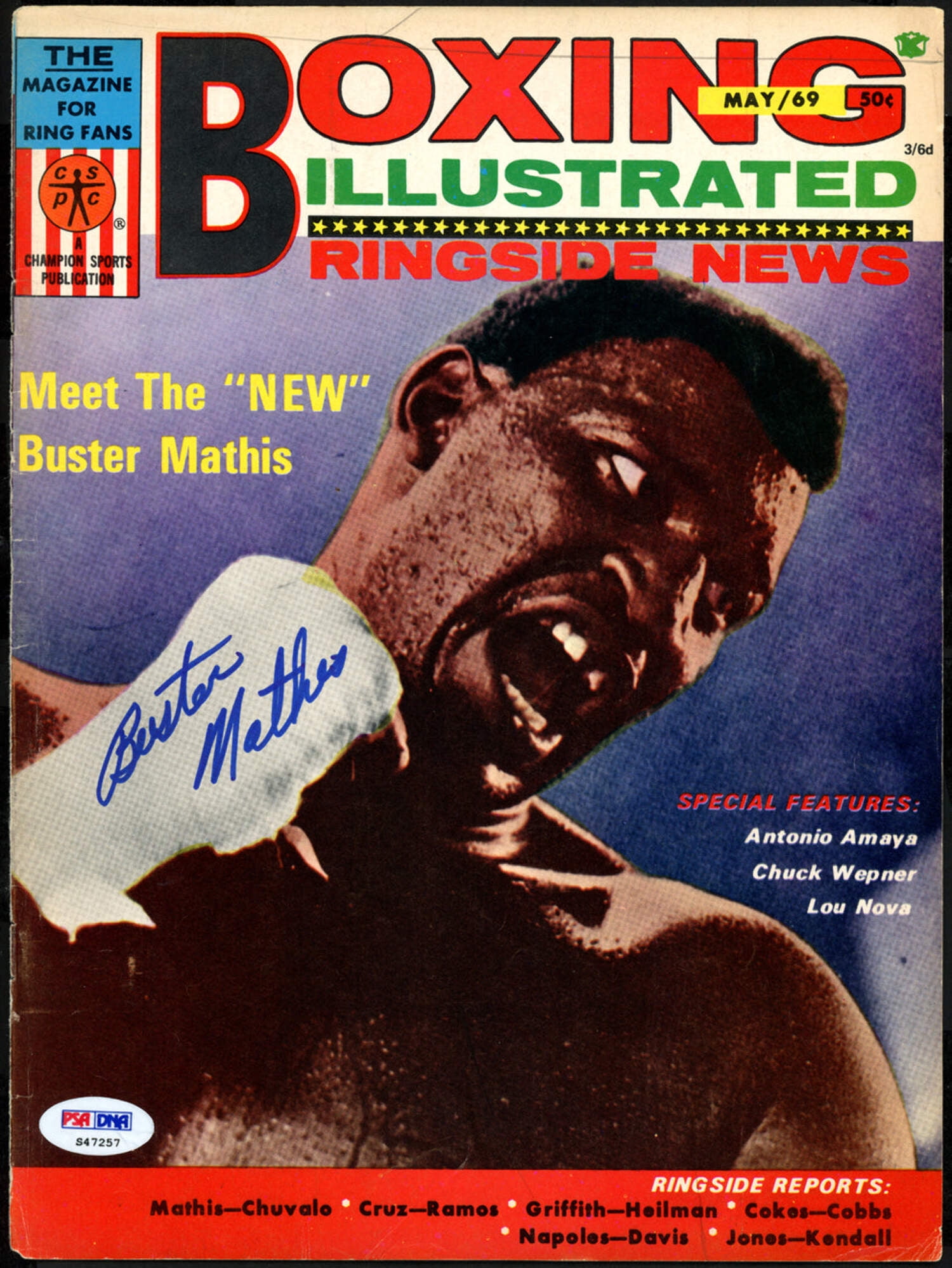 Buster Mathis Autographed Boxing Illustrated Magazine Cover PSA/DNA # ...