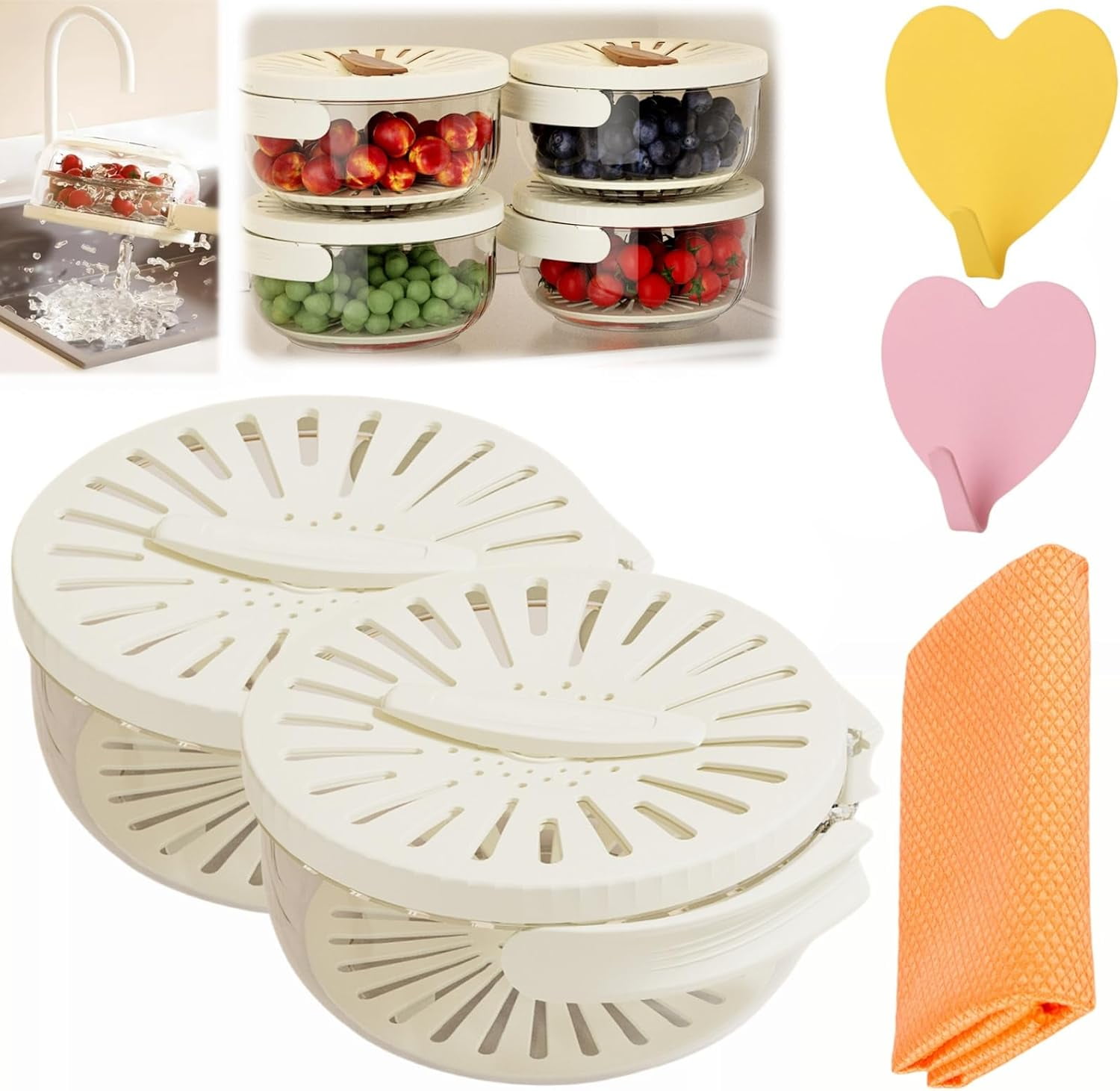 Bustier Fruit Strainer, Fruit Cleaner Bowl with Strainer and Lid ...