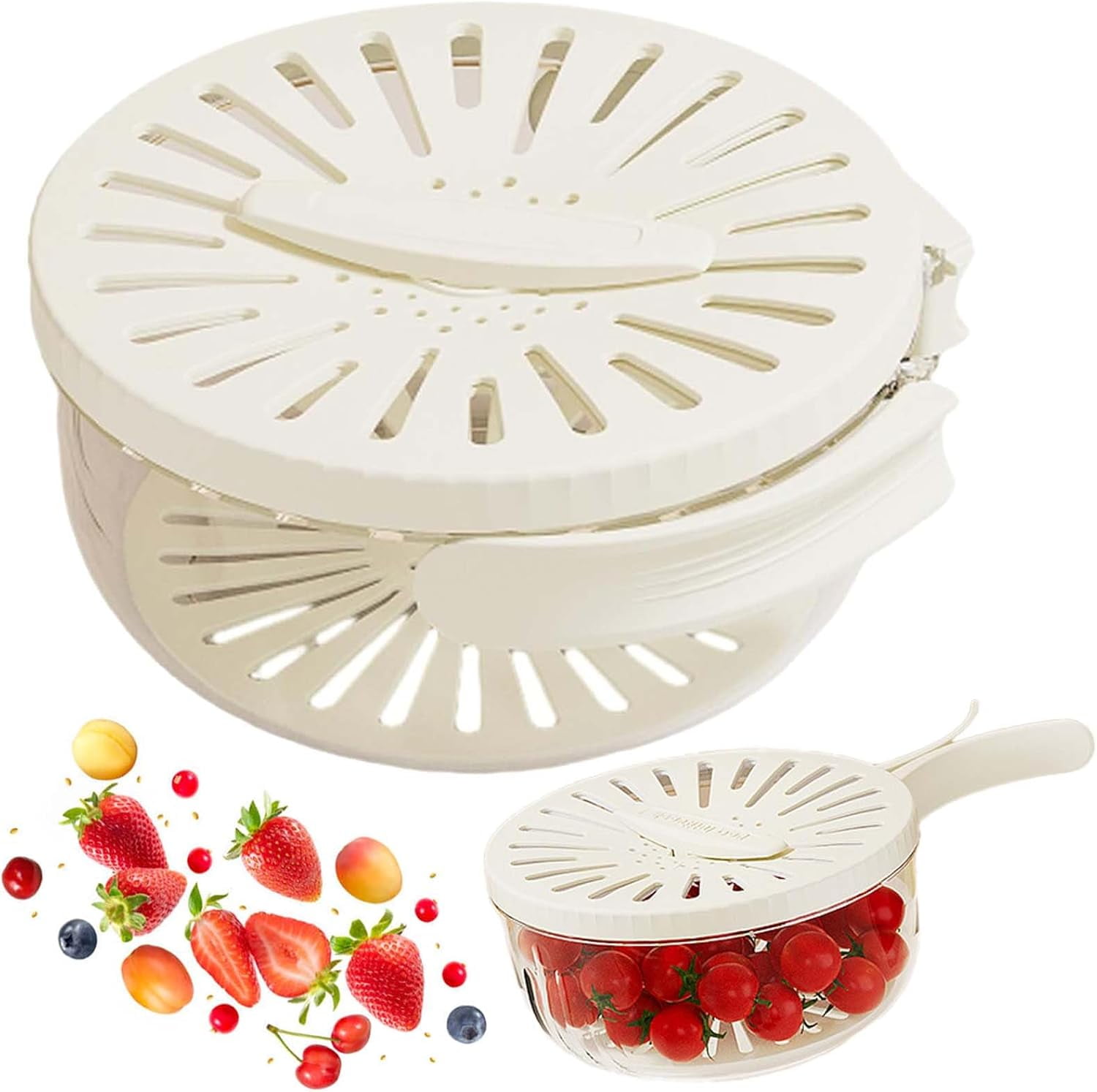 Bustier Fruit Strainer, Fruit Washer Spinner Bowl, 2 In 1 Multipurpose ...