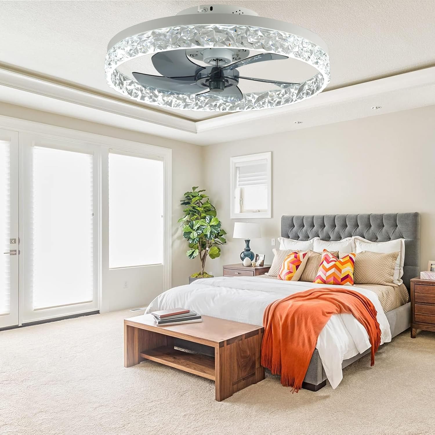 Bustling world Ceiling Fan with Lights, LED Remote Control 3-Color ...