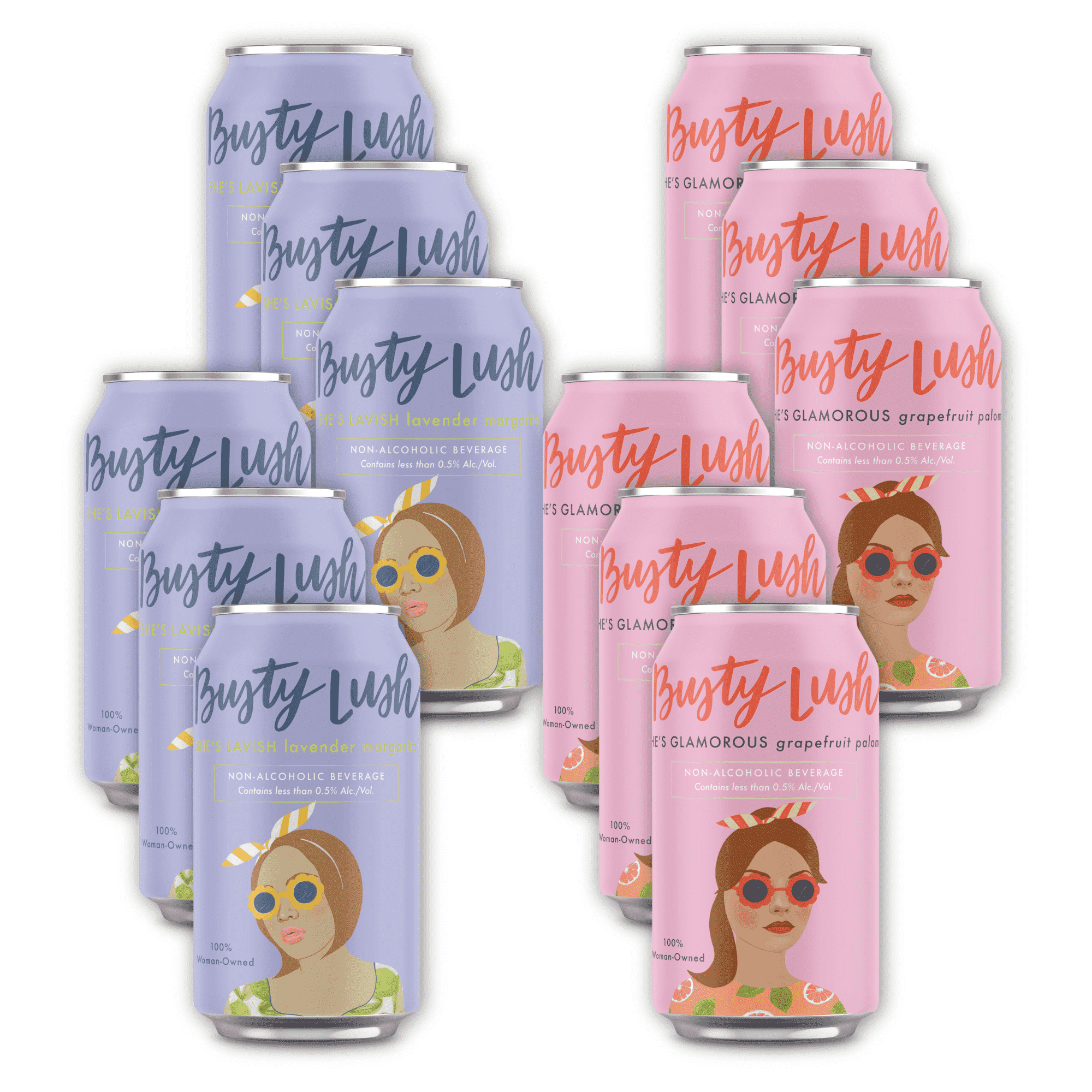 Busty Lush Non-Alcoholic Mocktail Variety Pack, Lavender Margarita and ...