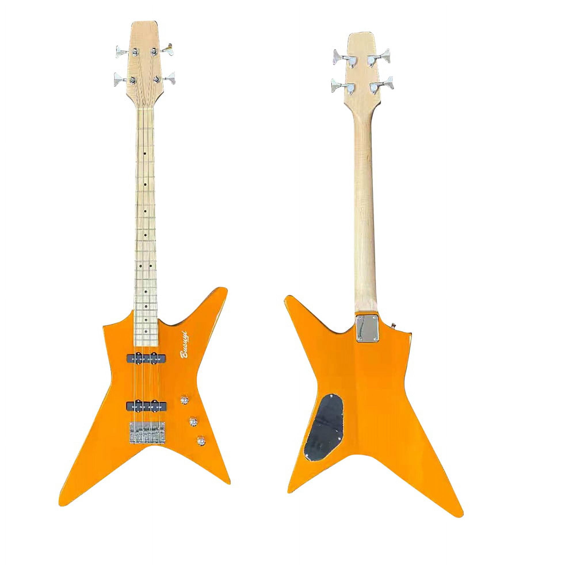 Busuyi 4 String Bolt On Electric Bass Guitars Orange - Walmart.com