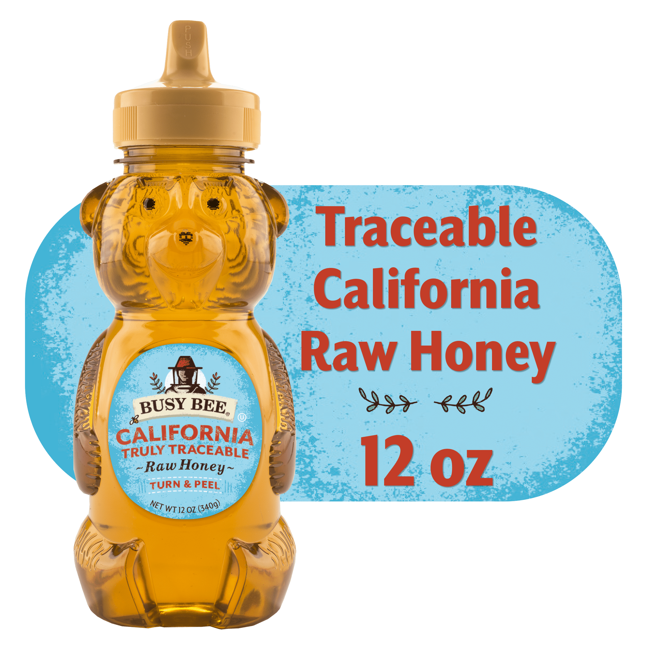Busy Bee Raw Honey, 100% Traceable California Honey, 12 oz, Plastic ...