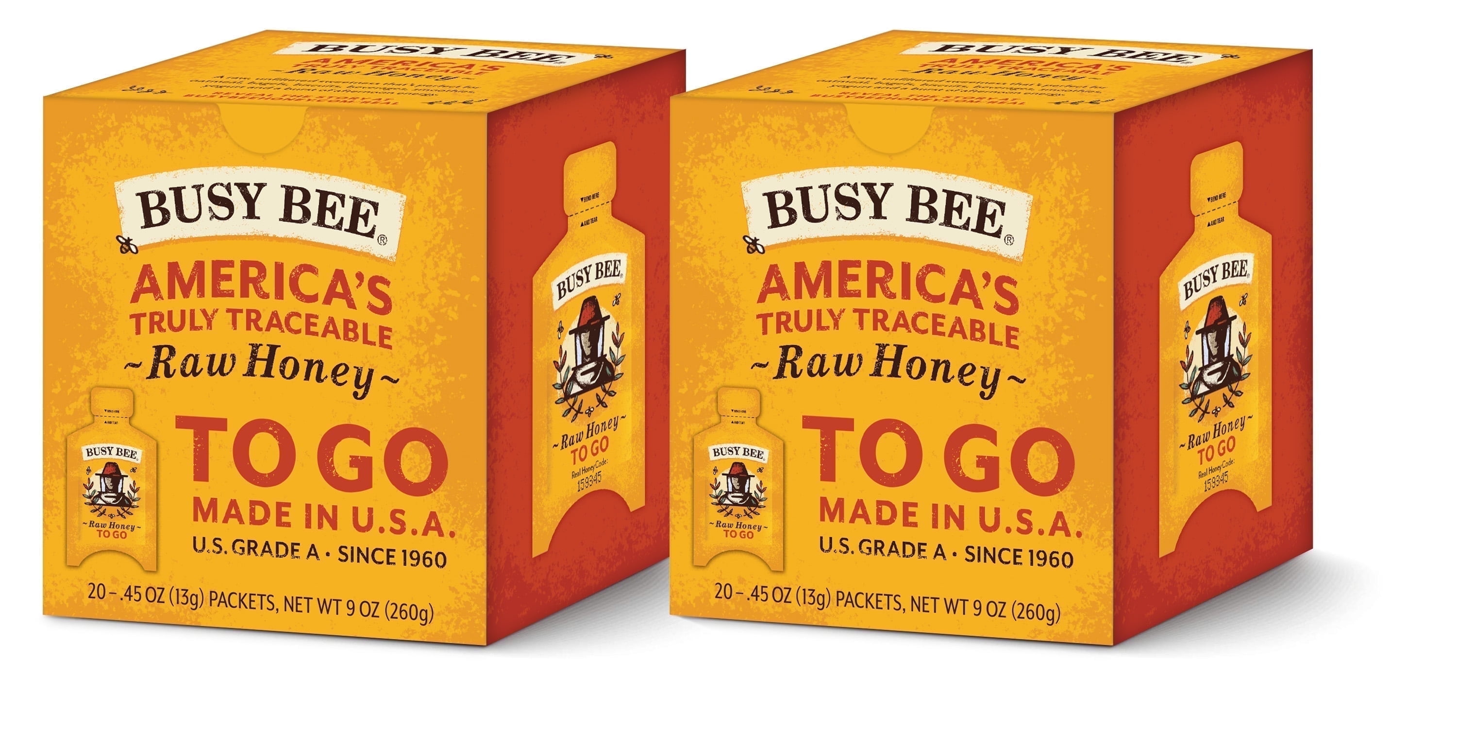 Busy Bee Raw Honey, 100% Traceable USA Honey, Convenient To Go Packets ...