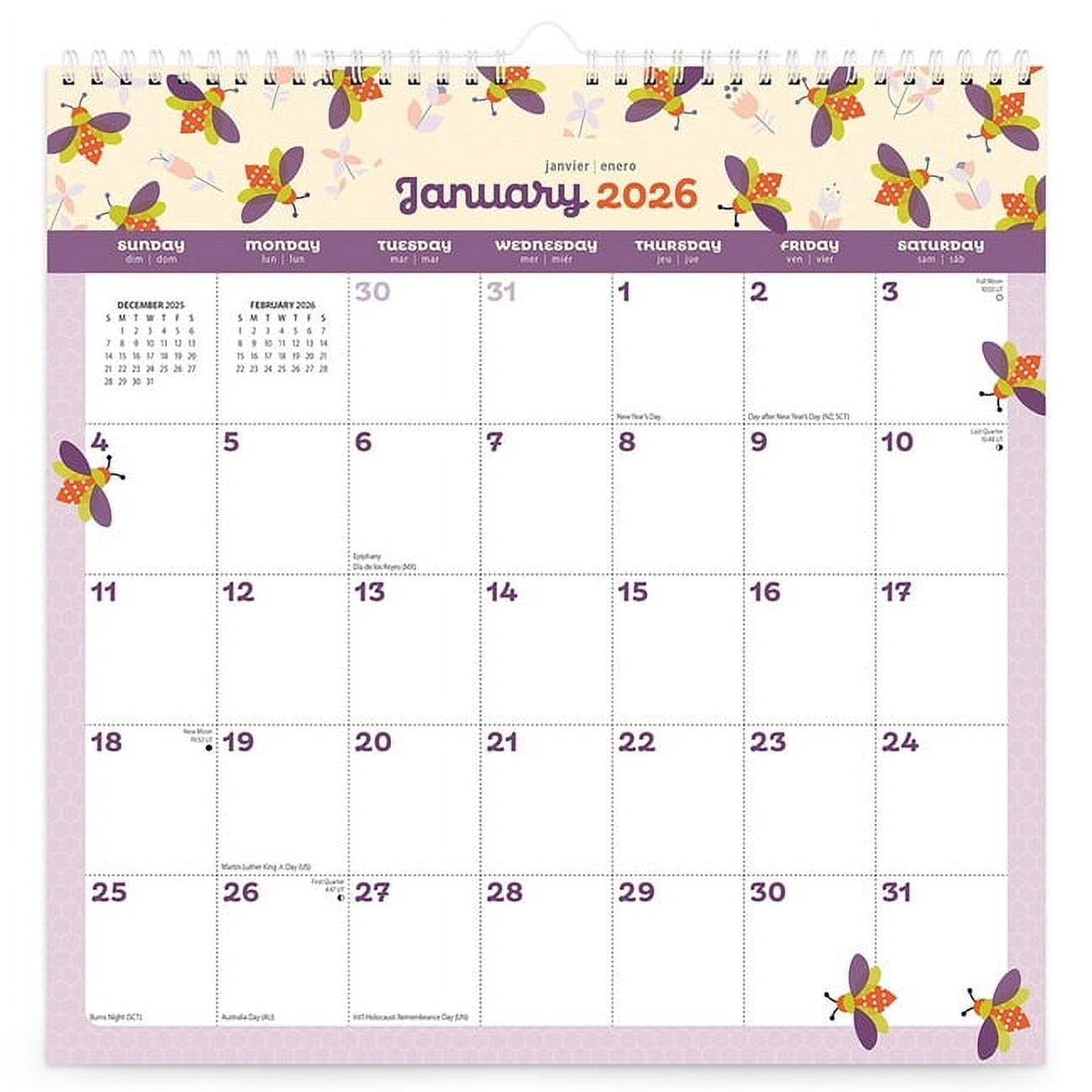 Busy Bees 2026 12 X 12 Inch (Hanging) Monthly Square Wire-O Calendar ...
