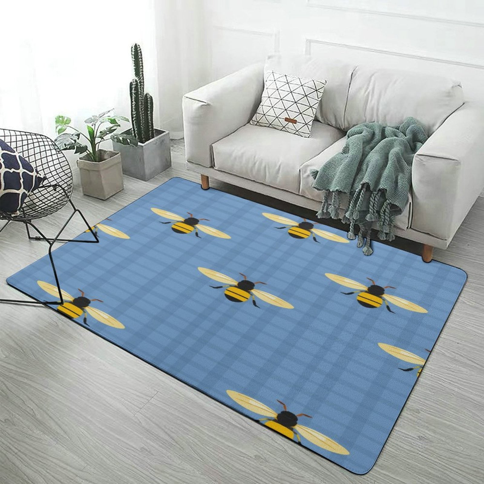 Busy Bees Pattern Rug Non-Slip Floor Carpet for Living Room Bedroom ...