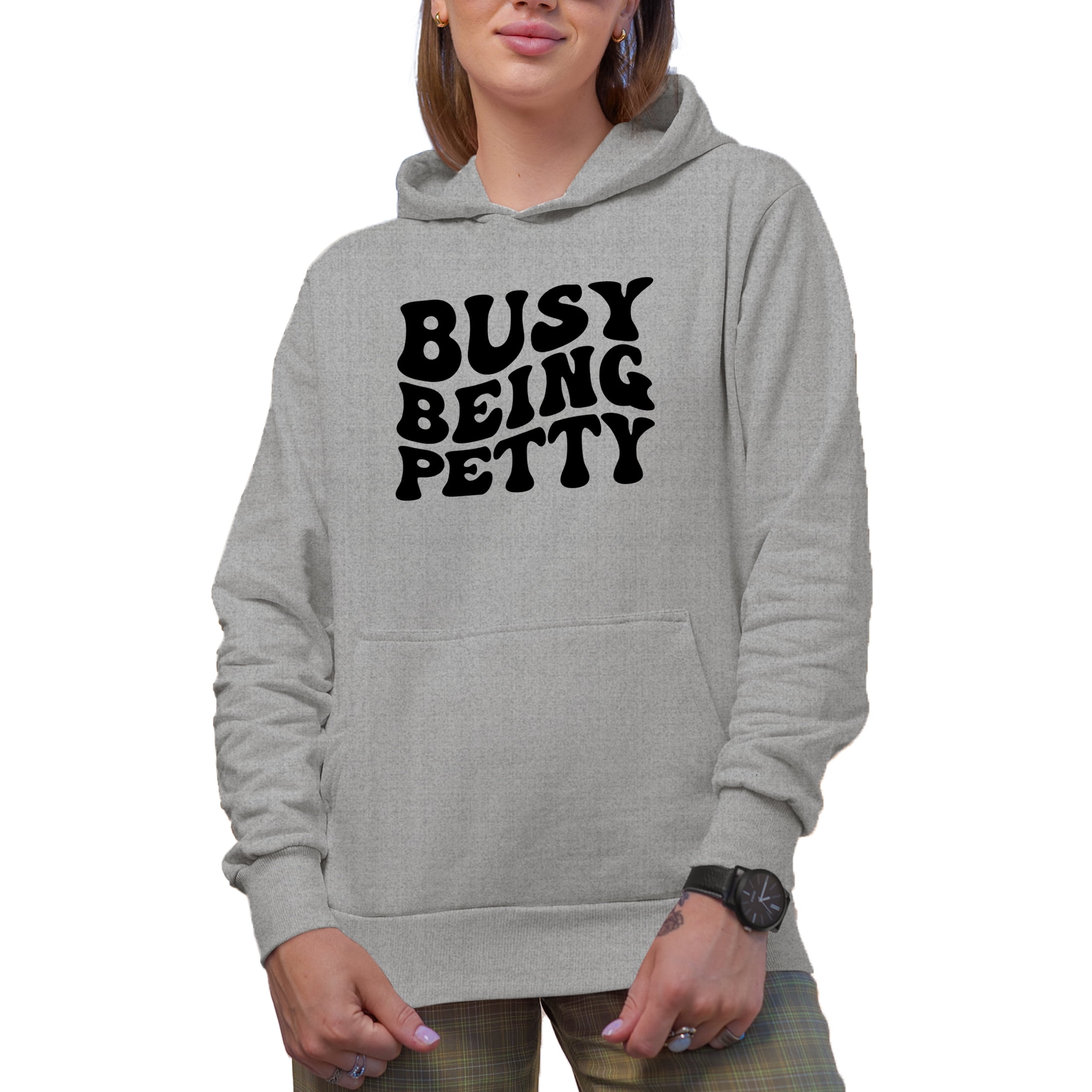 Busy Being Petty Quote, Groovy Retro Wavy Text Merch Gift, Heather Grey ...