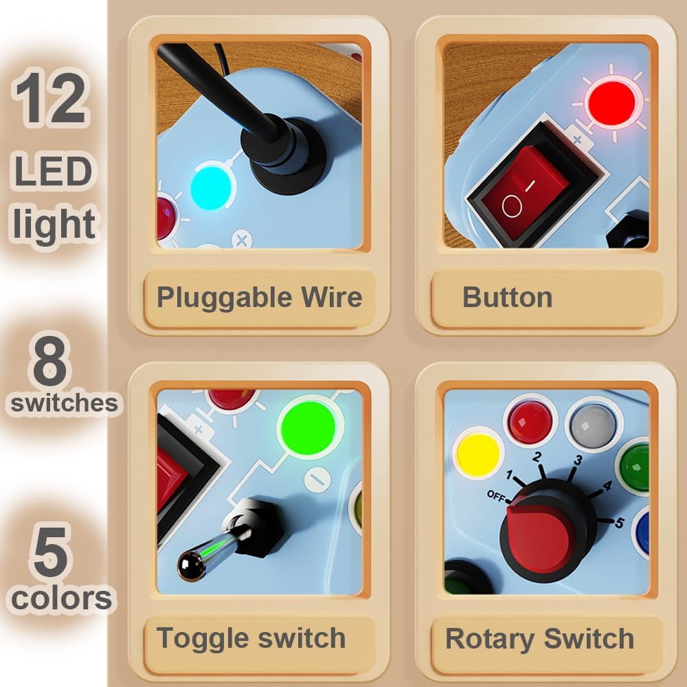 Busy Board, Baby Sensory Board, Toddler Toys LED Busy Board with LED ...