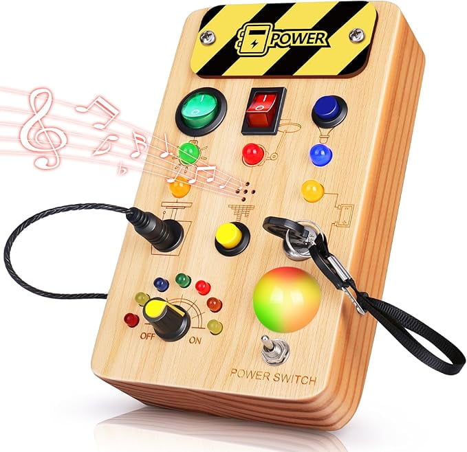 Busy Board Montessori Toys for Toddler, Wooden Sensory Board Switch Toy ...