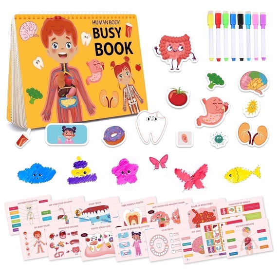 Xueyu Montessori Busy Book for Kids, Human Body Anatomy Book for ...