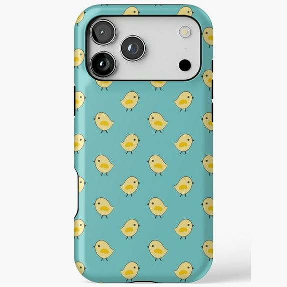 Busy Chicks Pattern Yellow Aqua Blue iPhone Case 17 11 12 13 14 15 16 ...