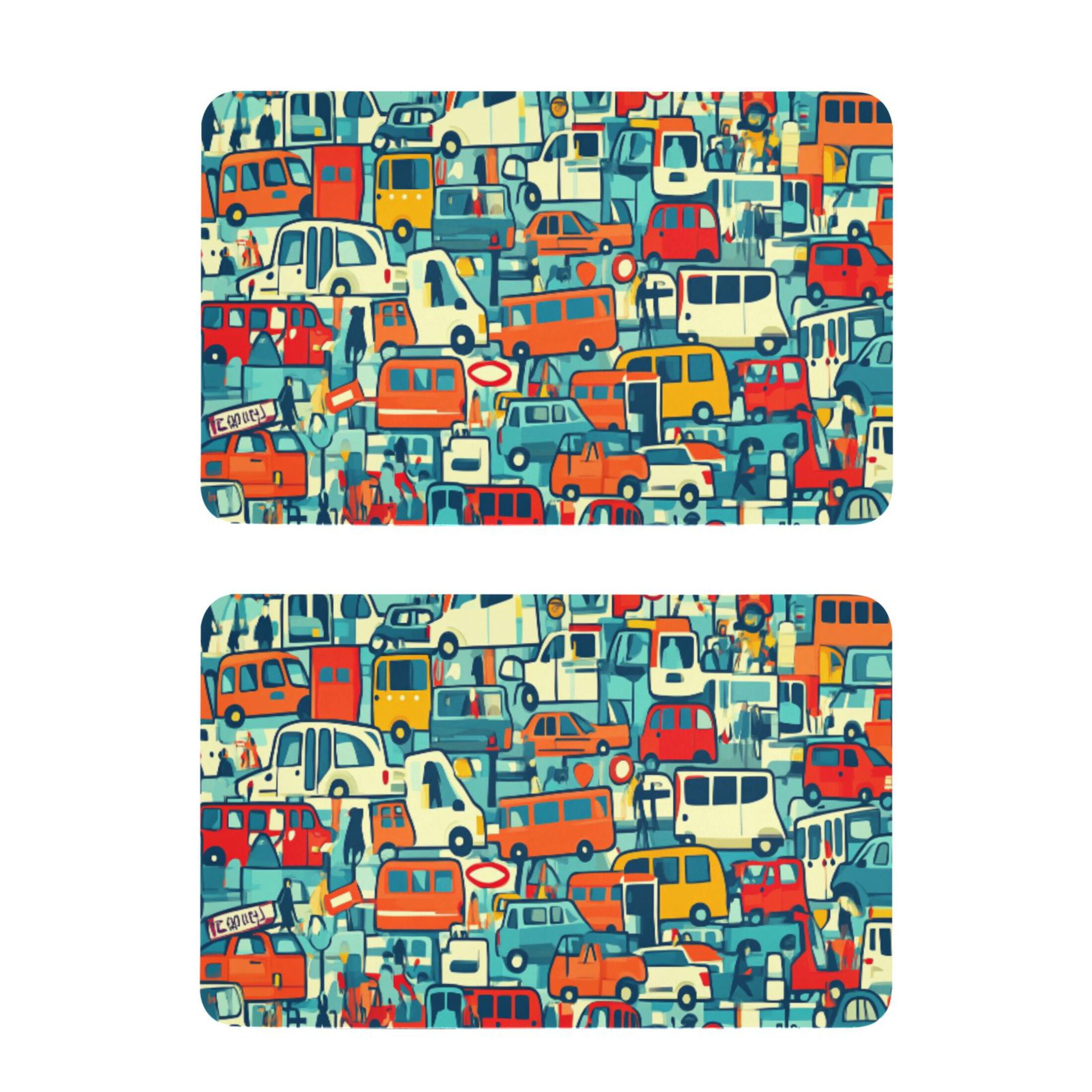 Busy City Traffic Scene 2 Pack 4x2.5 Inch Magnetic Stickers Thick and ...
