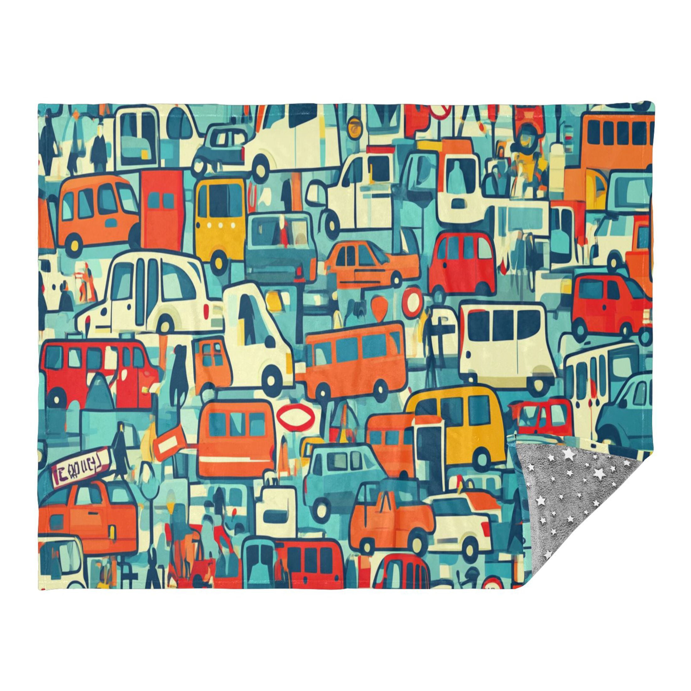 Busy City Traffic Scene Camping Blankets Bed Throws and Cozy Travel ...
