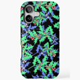 Busy Holly Big Leaves on Black Pattern Art iPhone Case for iPhone 17 ...
