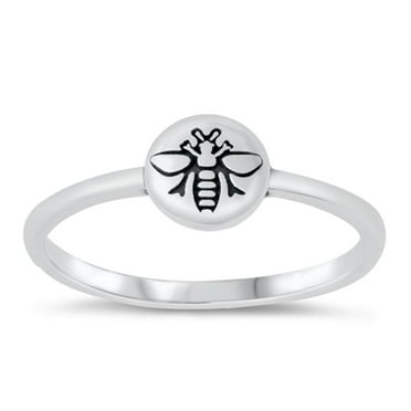 Honeycomb Bumble Bee Keeper Ring .925 Sterling Silver Band Jewelry Female Male Unisex Size 6 ...