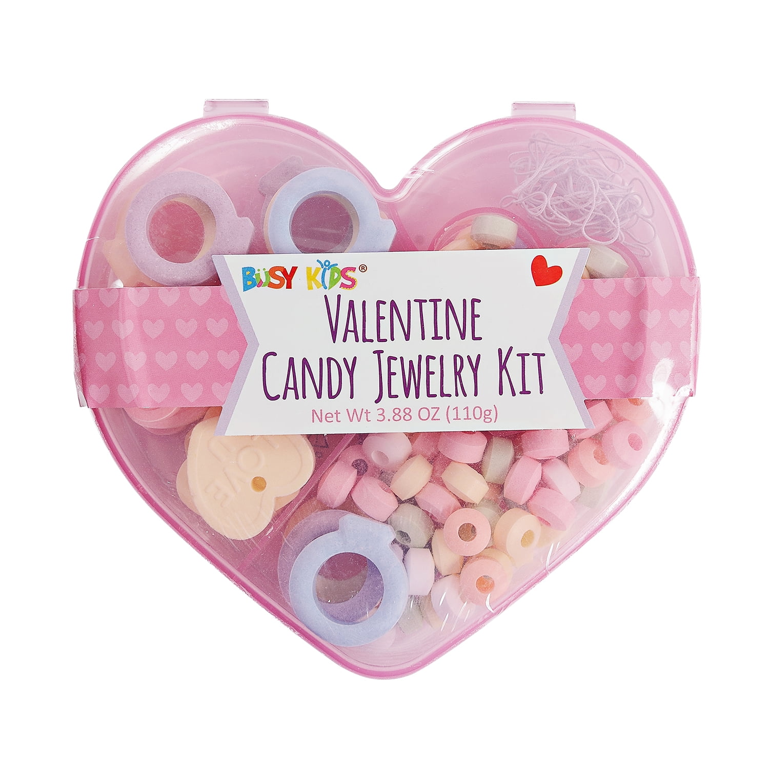 Busy Kids Valentine Hard Candy Filled Jewelry Kit Heart 3.88 oz ...