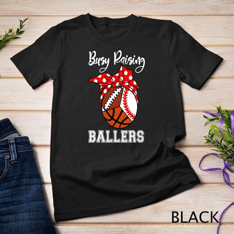 Busy Raising Ballers Baseball Basketball Football Mom T-Shirt - Walmart.com