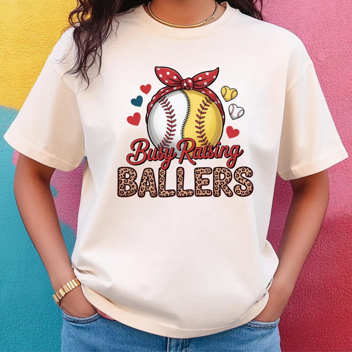 Busy Raising Ballers Baseball Mom Softball Sports Leopard T-Shirt ...