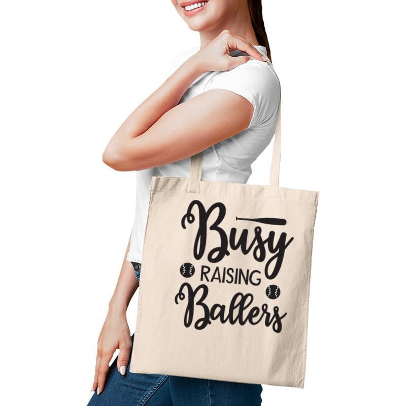 Busy Raising Ballers Gray And Black Graphic Tote Bag - Walmart.com