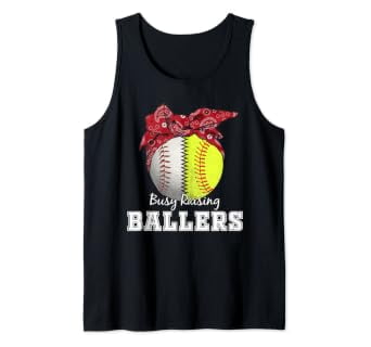 Busy Raising Ballers Softball Baseball Baseball Mom Tank Top Size S-3XL ...