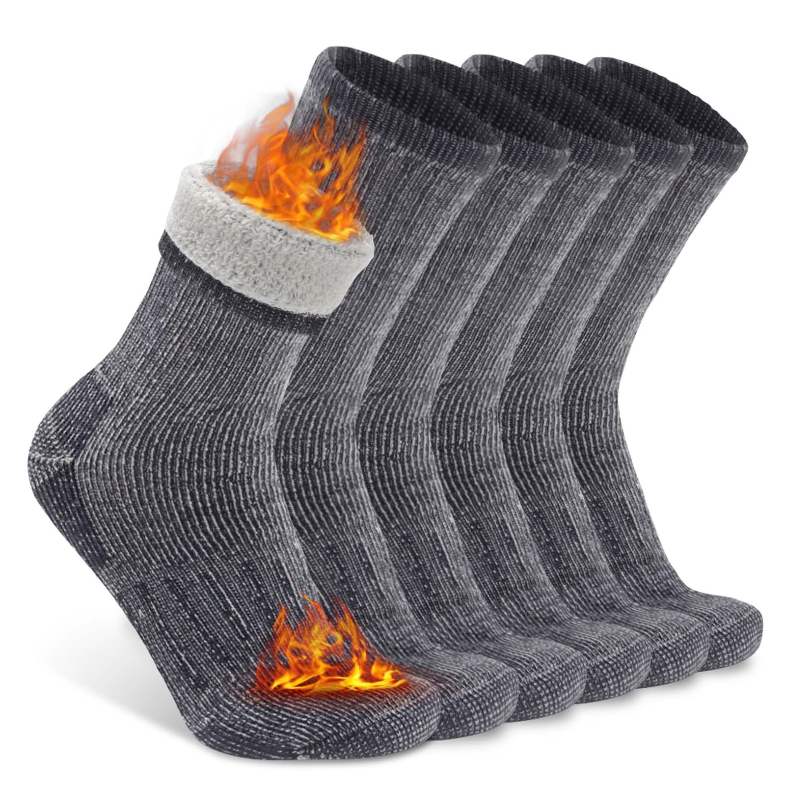 Busy Socks Mens Womens Crew Thermal Warm Merino Wool Hiking Athletic ...