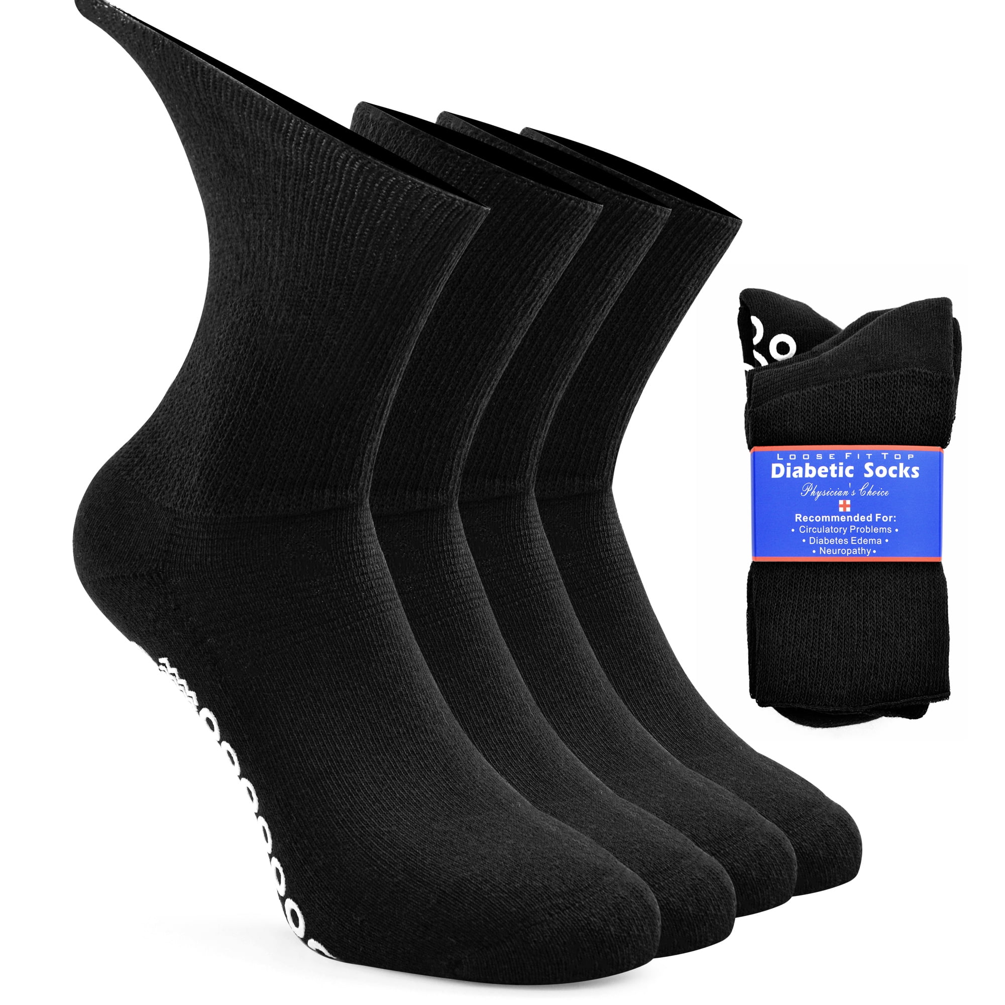 Busy Socks Unisex Cotton Extra Wide Top Diabetic Socks with Grippers ...