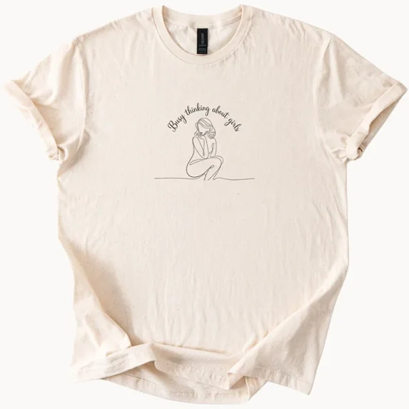 Busy Thinking Tee Minimalist Woman Line Art Shirt - Walmart.com