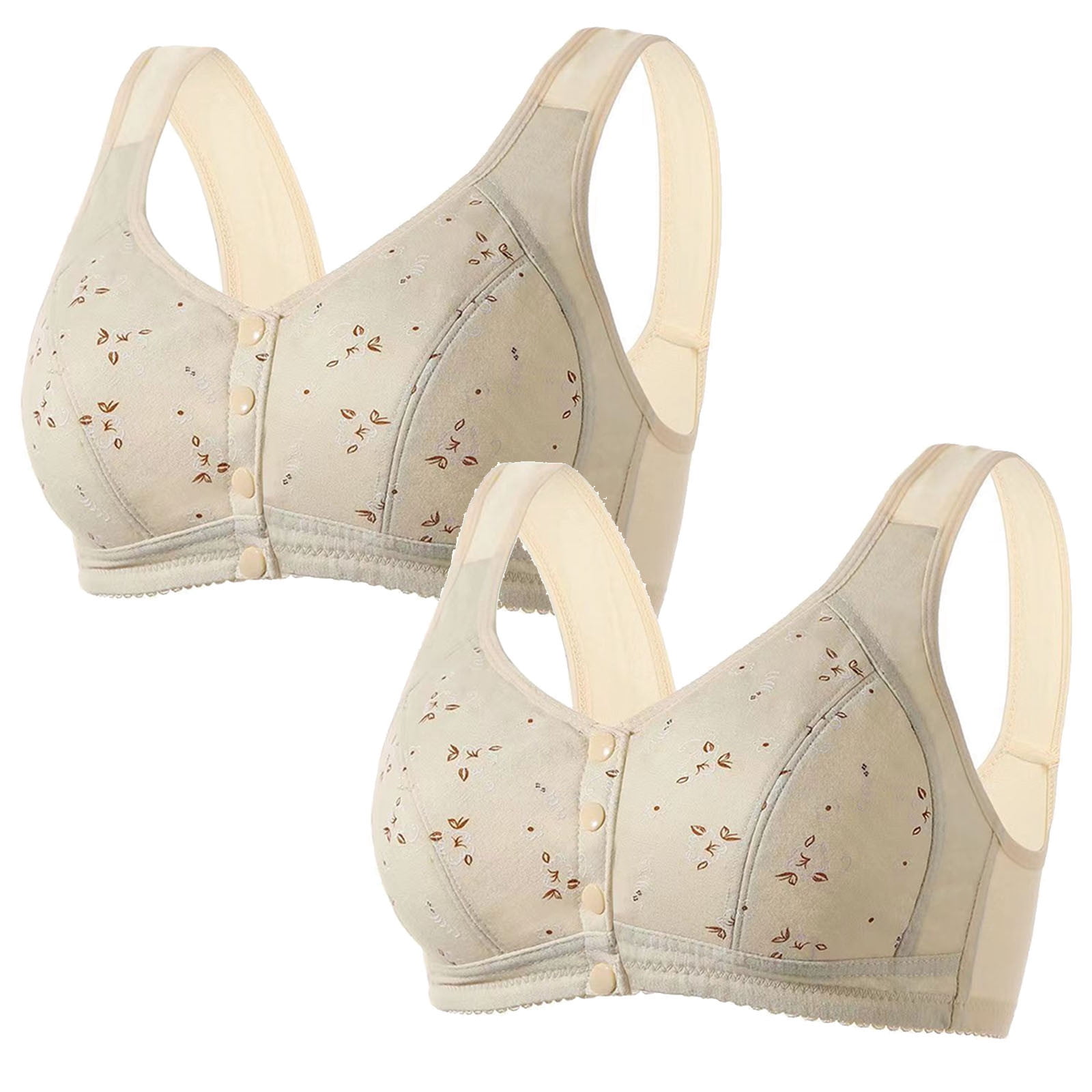 Busydd 2 Pack Women Bras Full Coverage Front Closure Bralette Wide